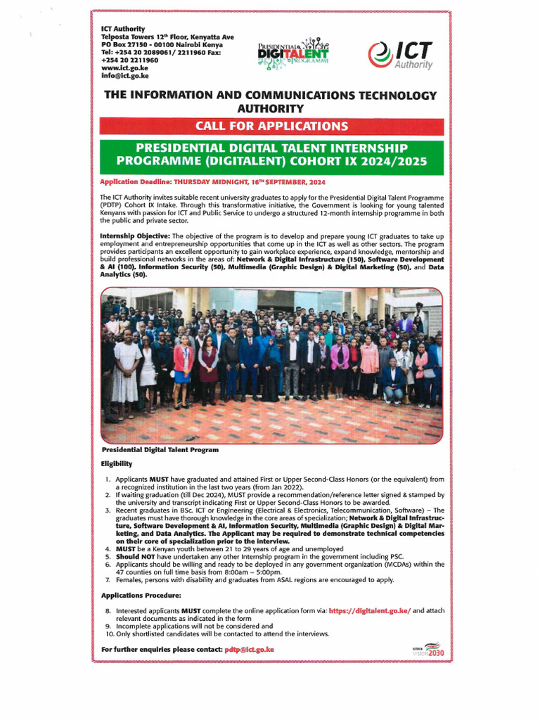 Icta - Pdtip 2024 - 2025 Advert | PDF