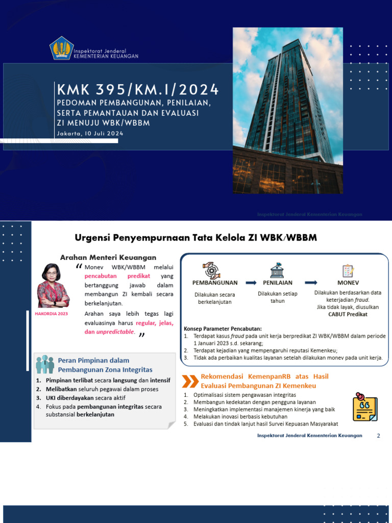 Pedoman ZI WBK/WBBM Kemenkeu | PDF