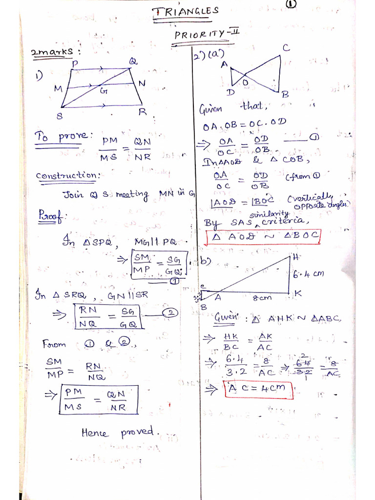 Triangles Priority 2 Solutions | PDF