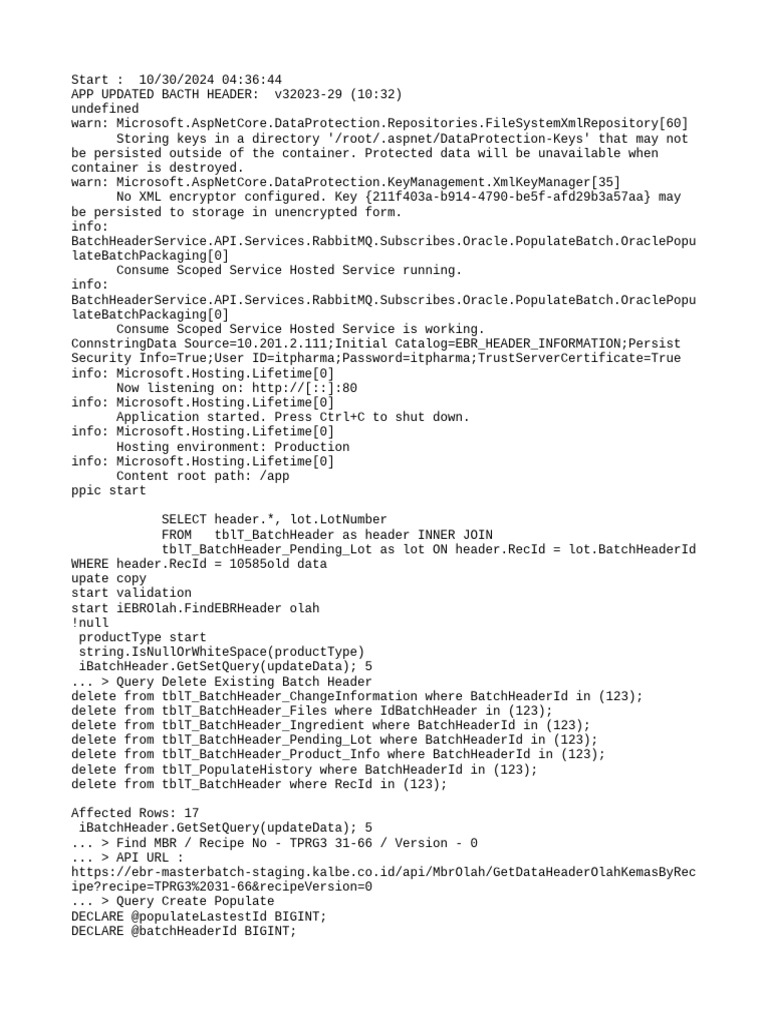 Staging Ebr Batch Header.1.9uepunn6056vm0mt0qouktkem - Logs | PDF ...