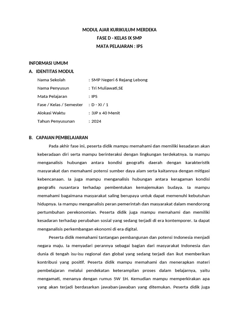 MODUL AJAR Kls 9 Observasi | PDF