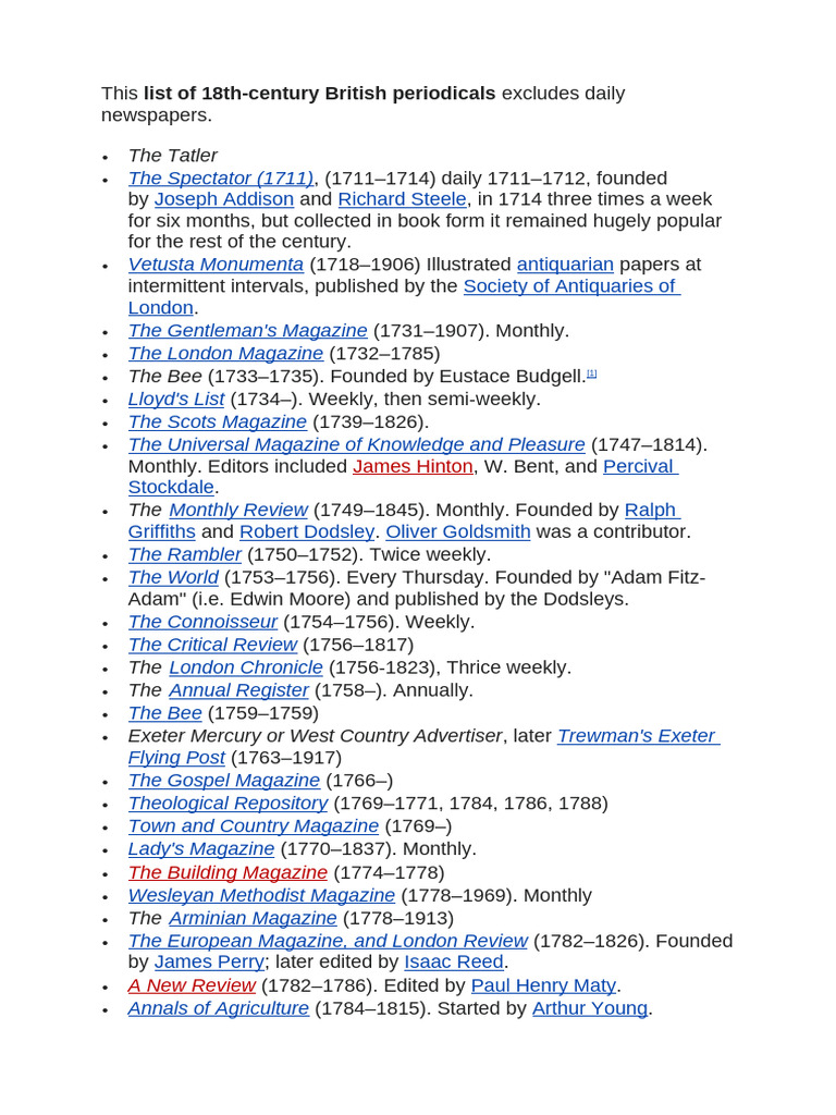 18th Century Journals | PDF