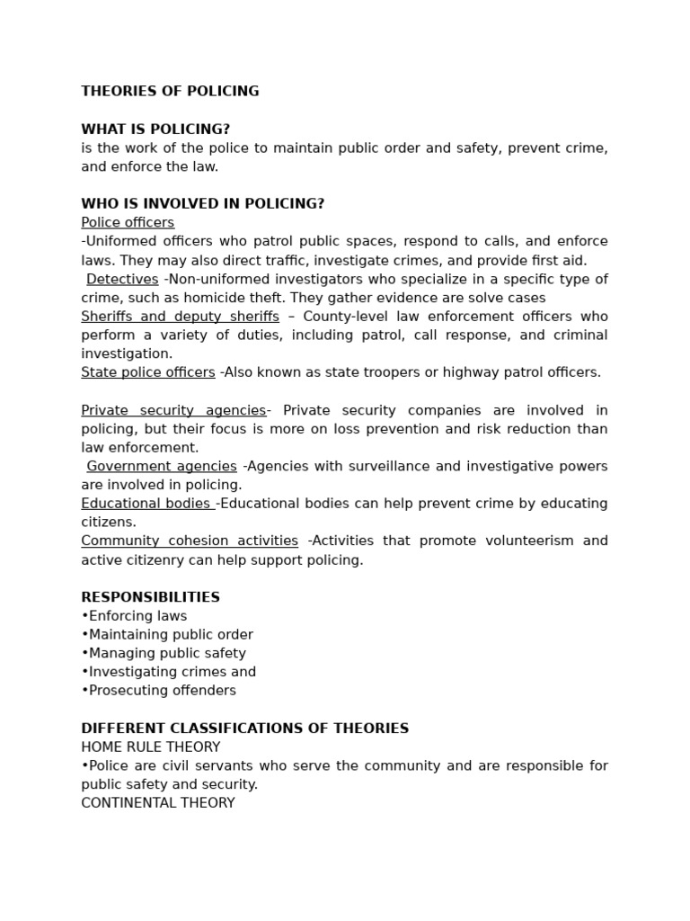Theories of Policing | PDF | Police | Crimes