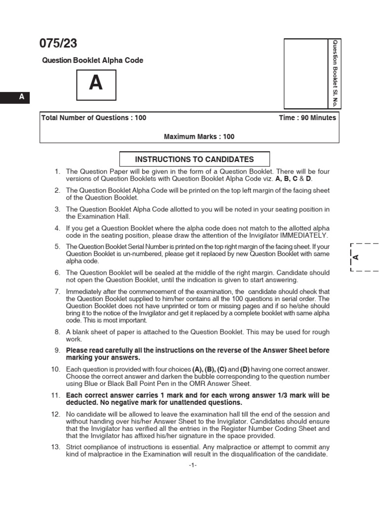 Question Booklet Alpha Code: Ru o o D D e | PDF | Electrical Resistance ...