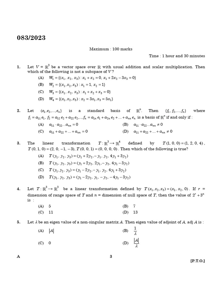 083 2023 | PDF | Integral | Eigenvalues And Eigenvectors