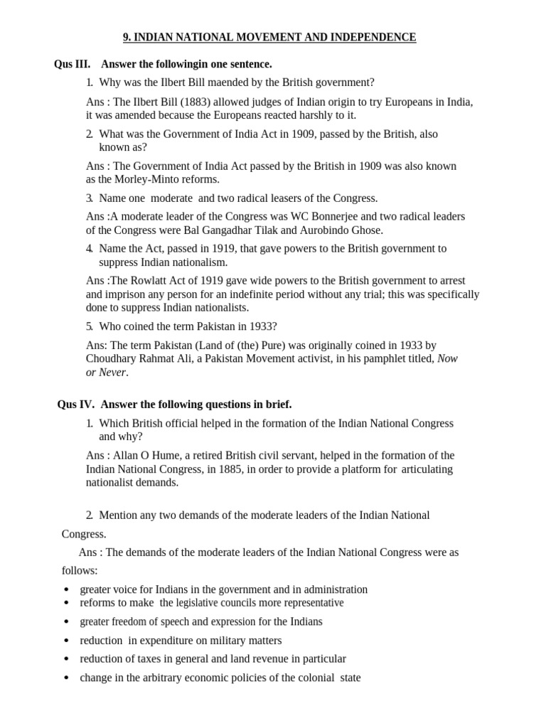 India National Movement and Independence | PDF | British Raj | Indian ...