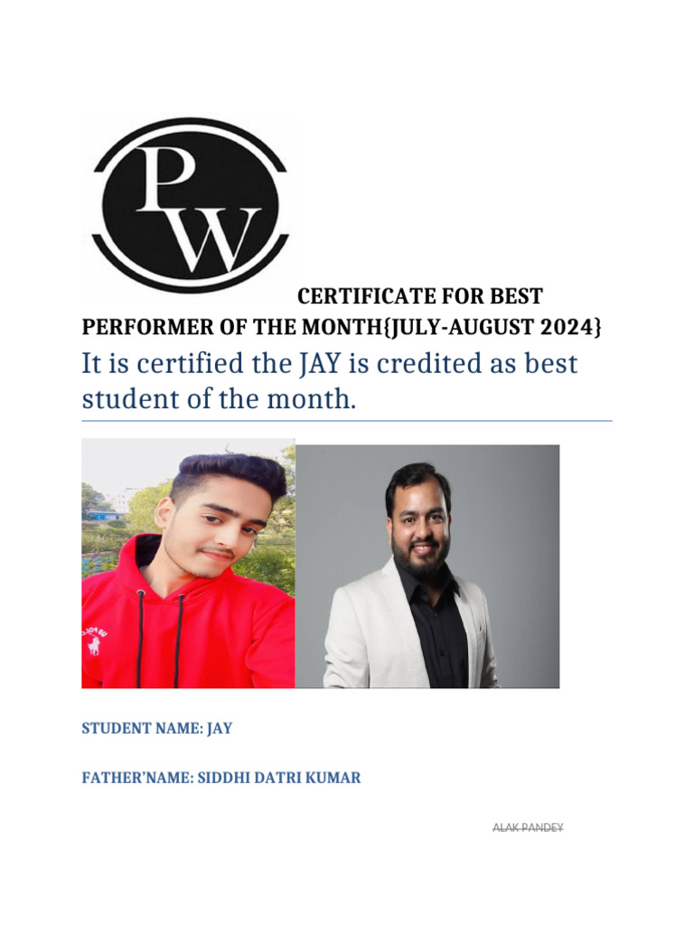 PW Appreciaction Certificate | PDF