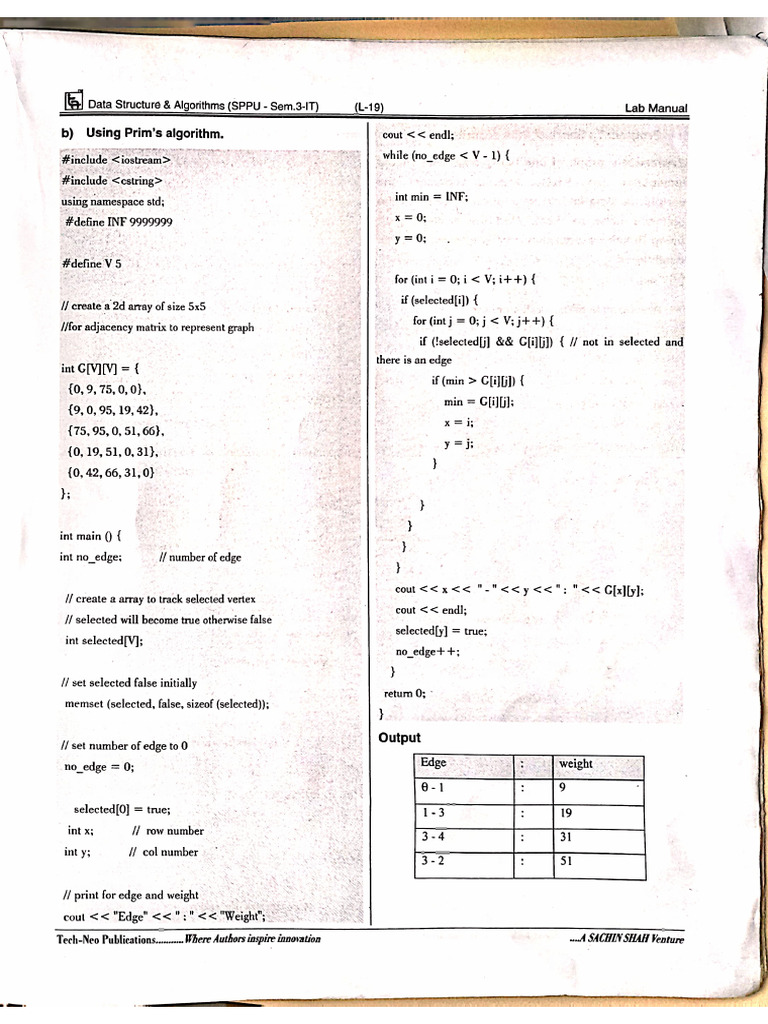 DSA - Lab 7 Minimum Spanning Tree. - 3 | PDF
