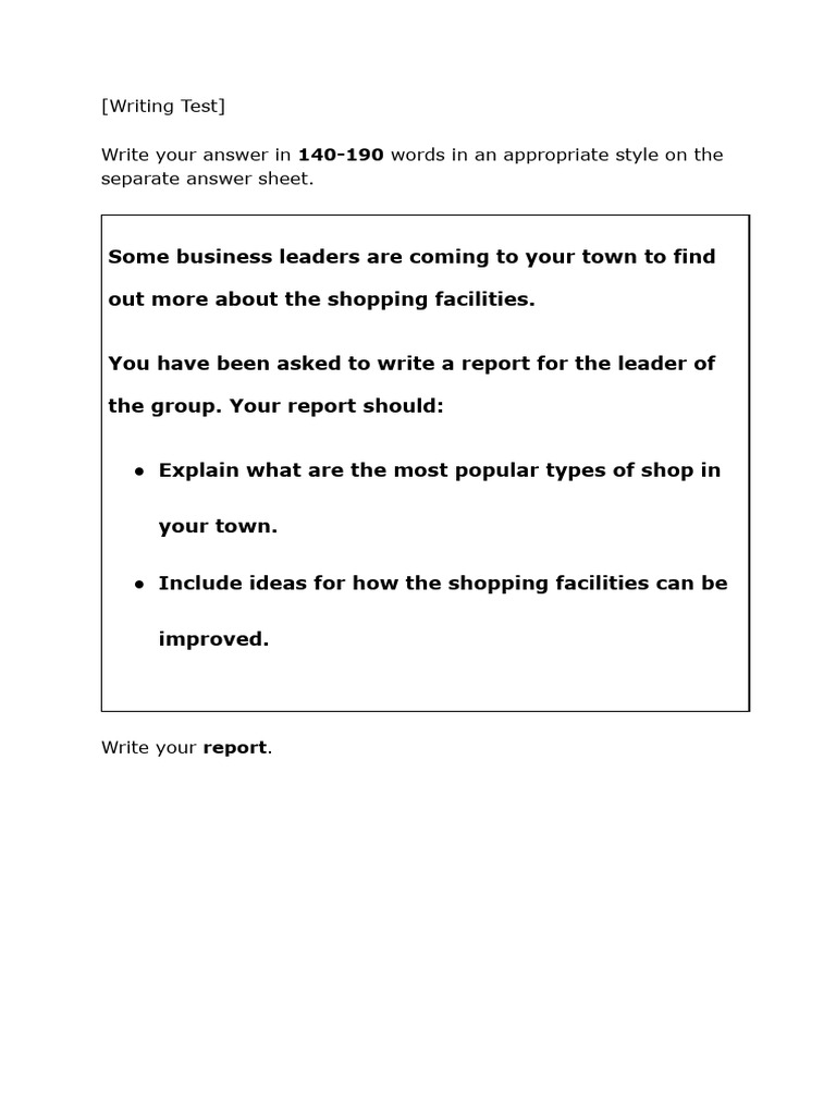 B2 Writing Sample Test | PDF