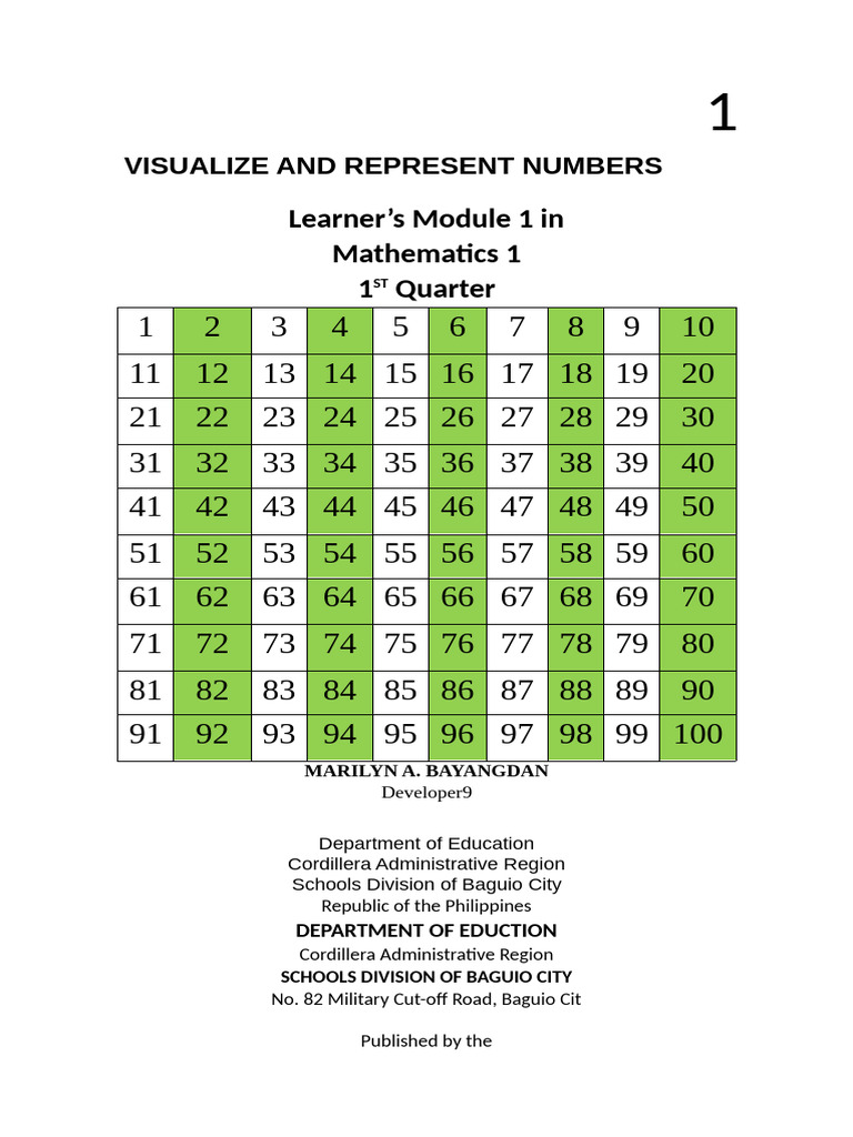 Module 1 For Grade 1 Week 1 | PDF | Learning | Numbers