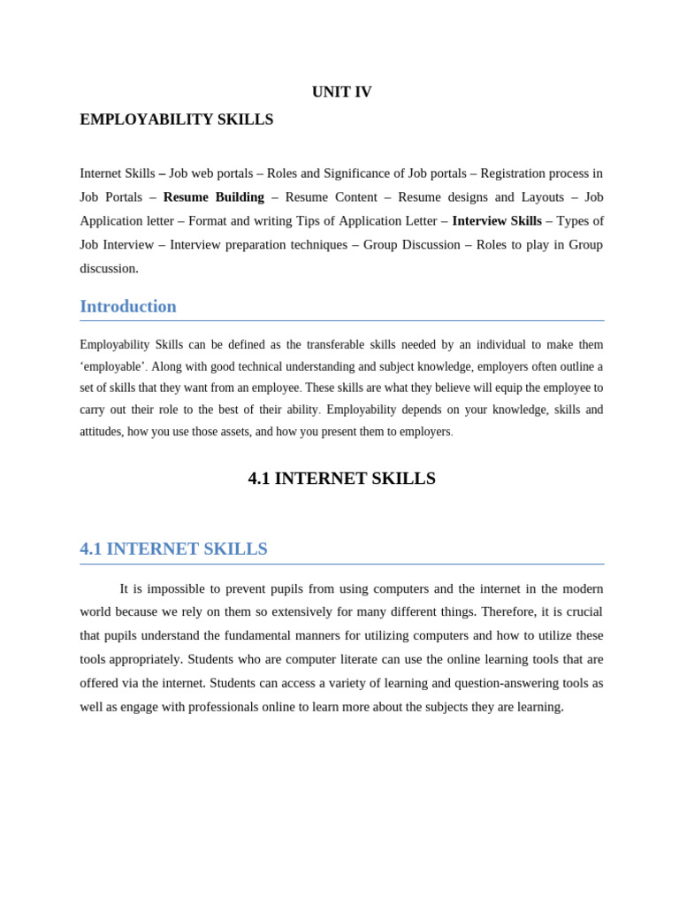 Soft Skill Unit 4 100 | PDF | Résumé | Job Interview