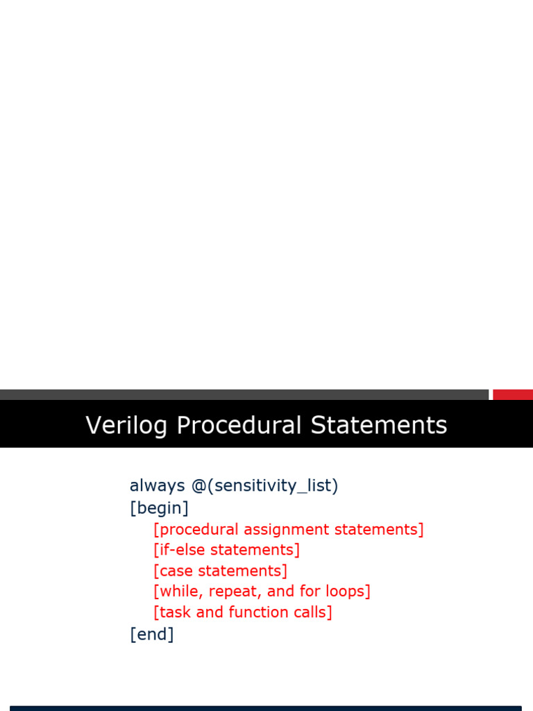 L04 Verilog Procedural Statements Pdf Software Development Computer Science