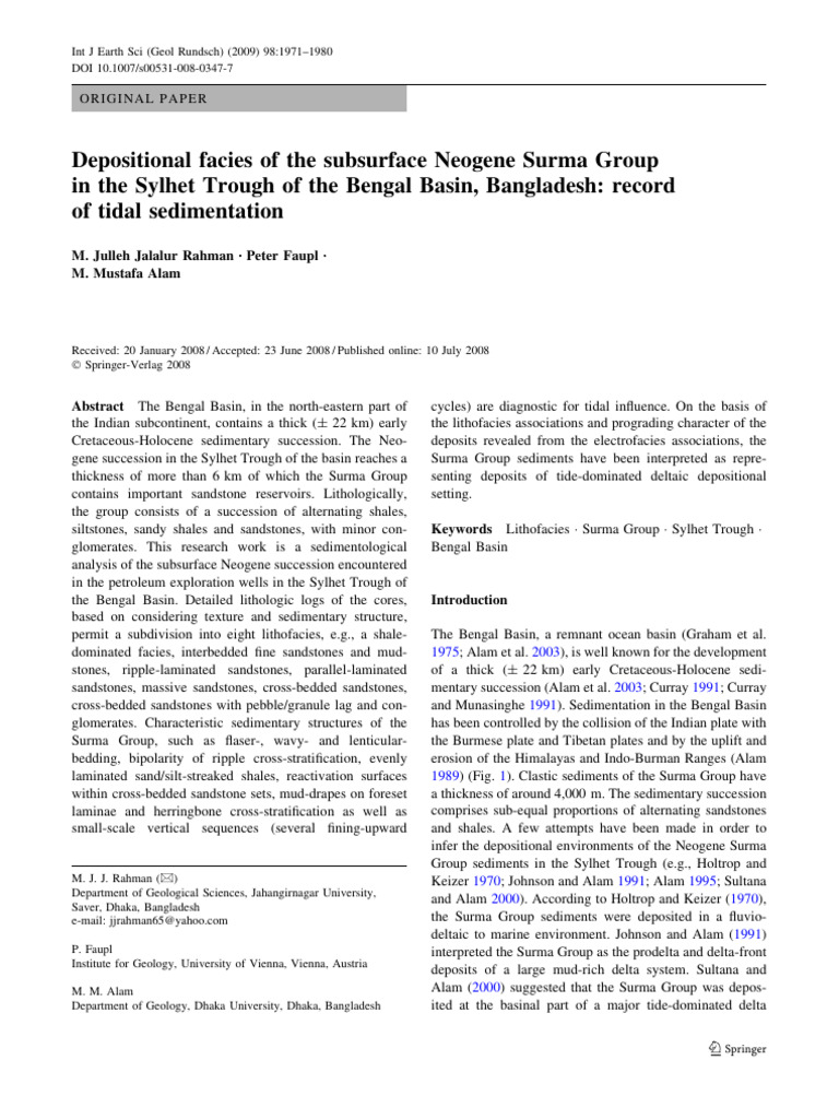 Depositional Facies of The Subsurface Neogene Surma | PDF | Sedimentary ...