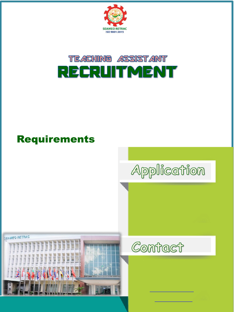 SEAMEO RETRAC - TA Recruitment | PDF