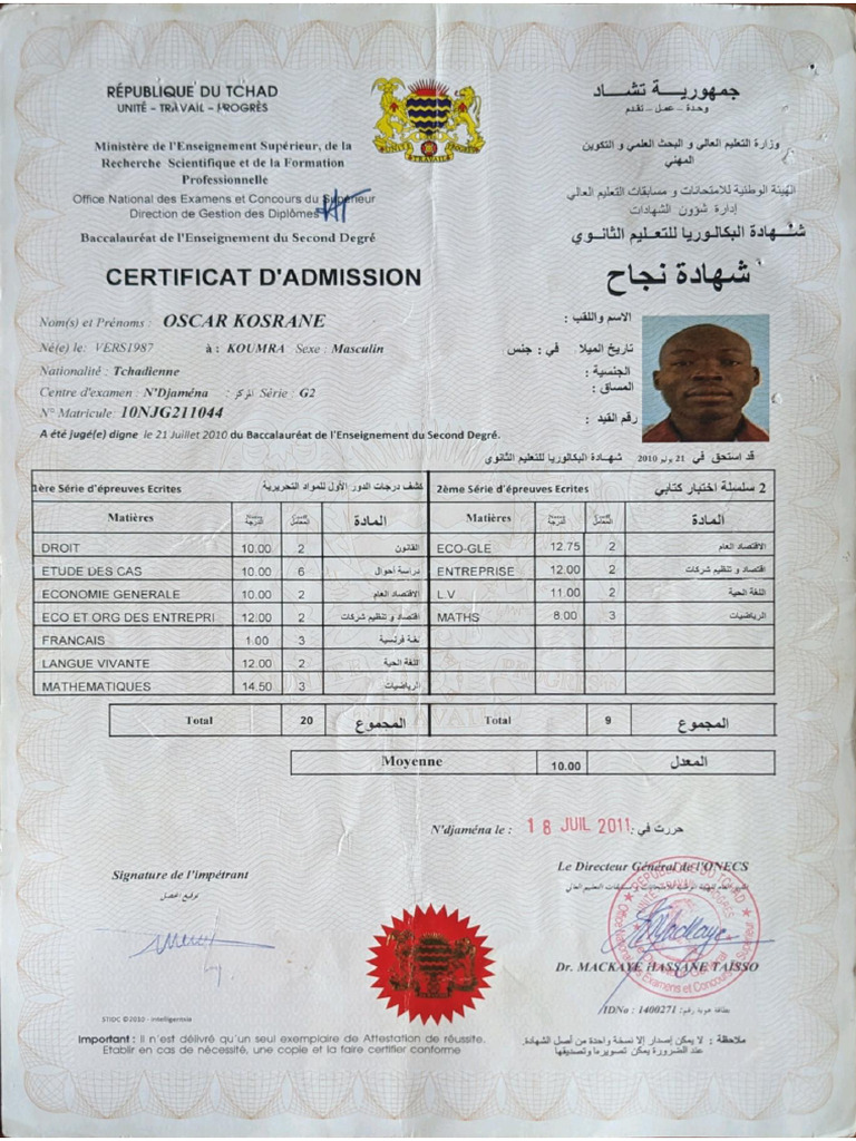 Attestation Et Relevé Bac | PDF