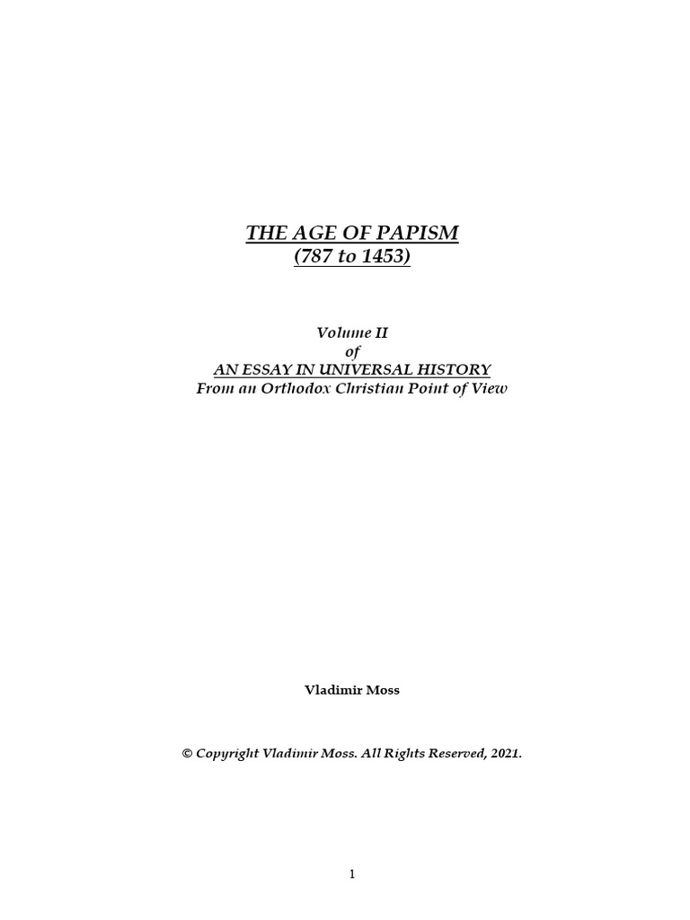 THE AGE OF PAPISM by VLADIMIR MOSS | PDF | Eastern Orthodox Church ...