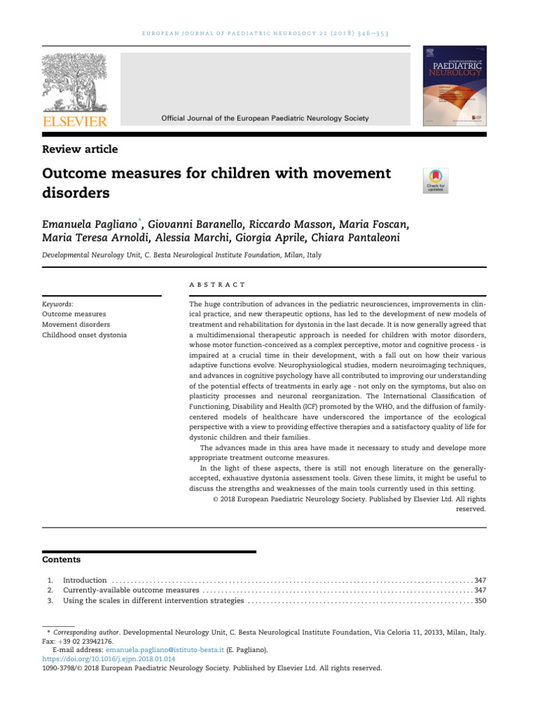 OUtcome Measures For Children With Movement Disorder | PDF | Dystonia ...