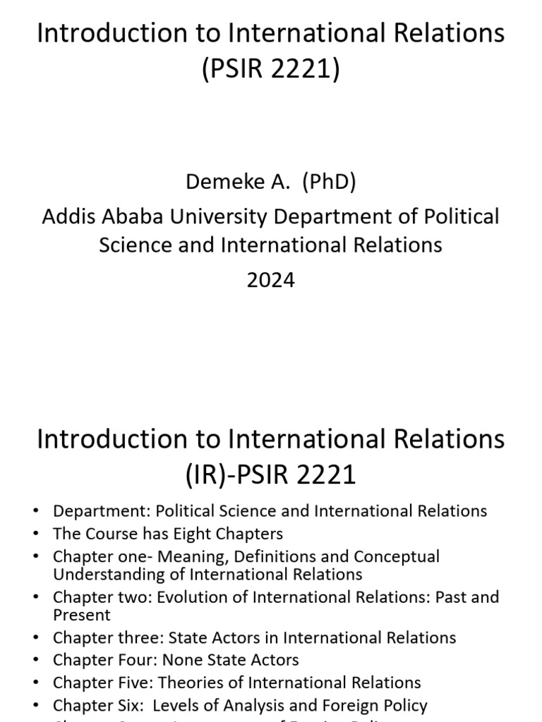 IR PPT Chapter One | PDF | International Relations | International Law