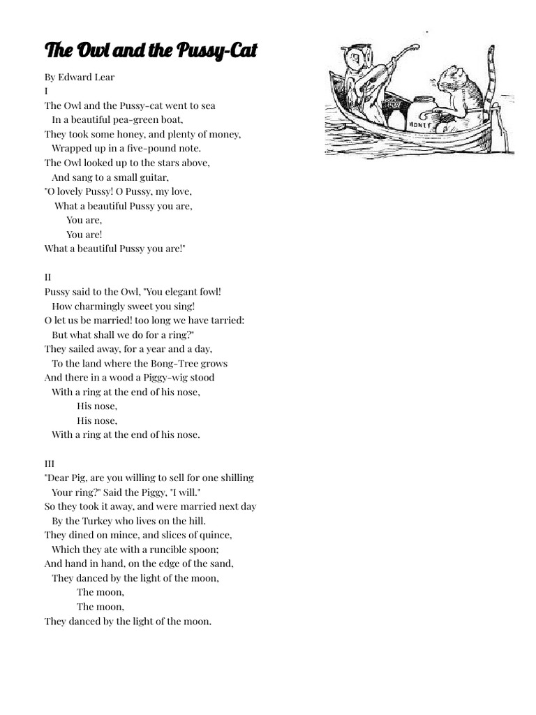 The Owl and The Pussy-Cat | PDF | Poetry