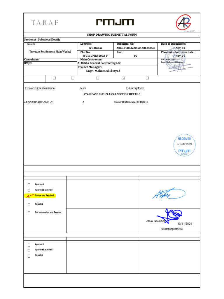 ARGC-TERRAZZO-SD-ARC-00052 - Staircase B-01 Plans & Section Details | PDF