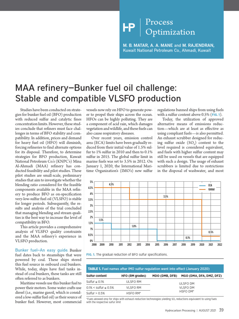 VLSFO Production Stability Insights | PDF | Fuel Oil | Oils