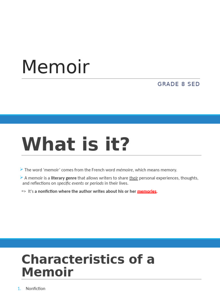 Understanding Memoirs: Key Features | PDF