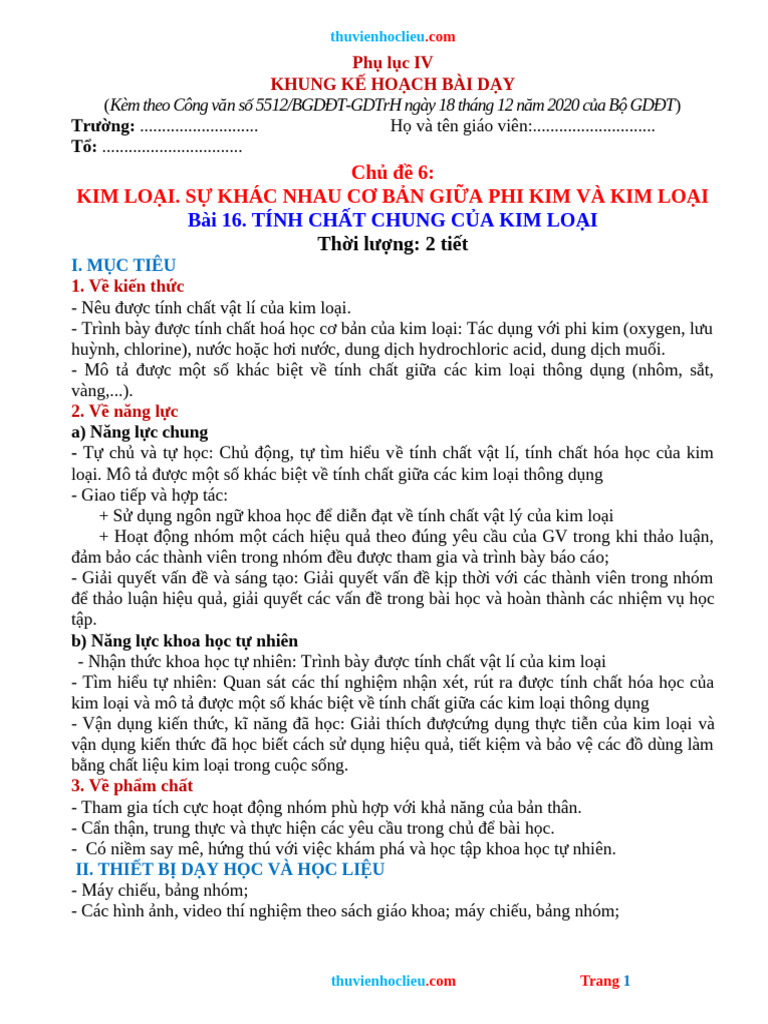 GA KHTN 9 CTST Phan Mon Hoa | PDF