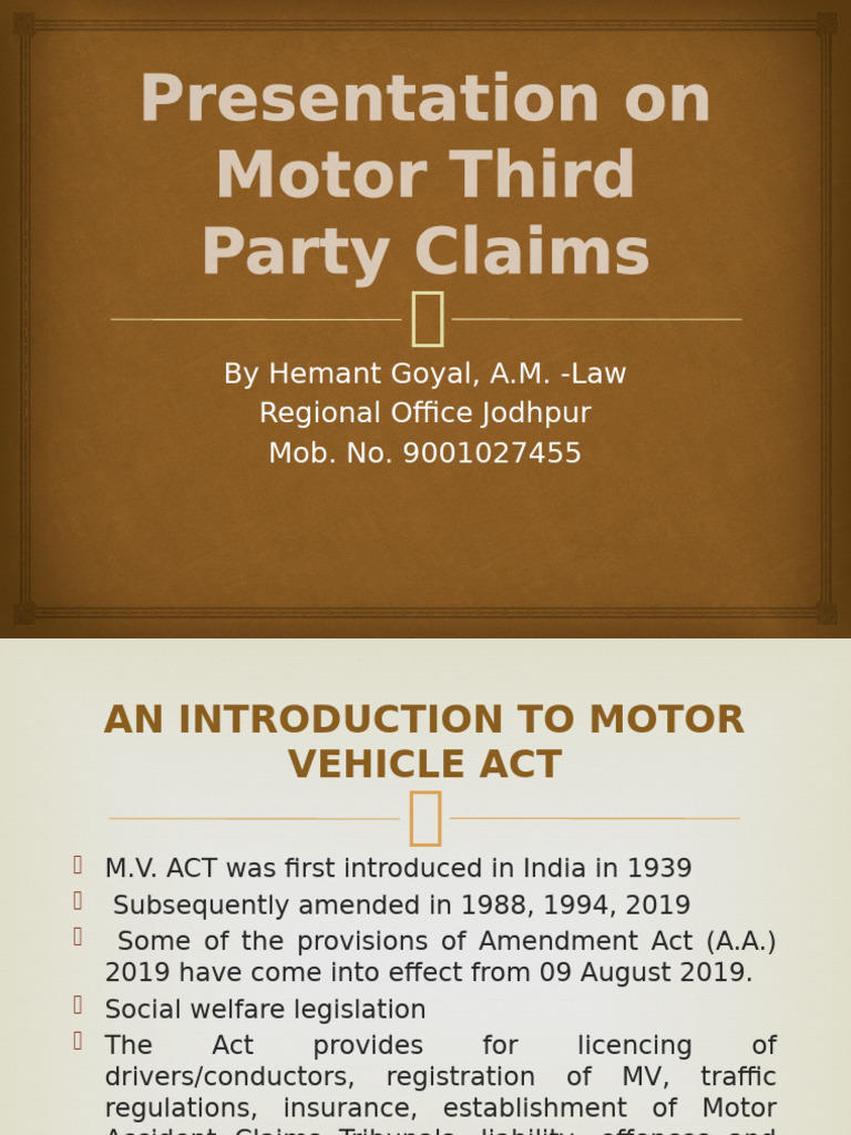 Motor TP Presentation | PDF | Insurance | Damages