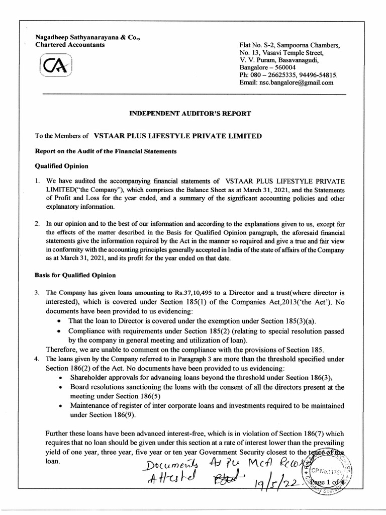 Auditors Report and Balance Sheet | PDF