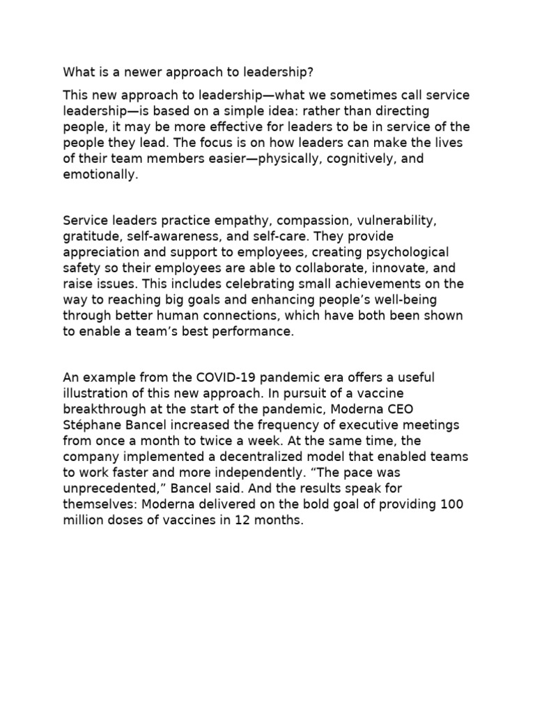 Newer Approach To Leadership - 113 | PDF