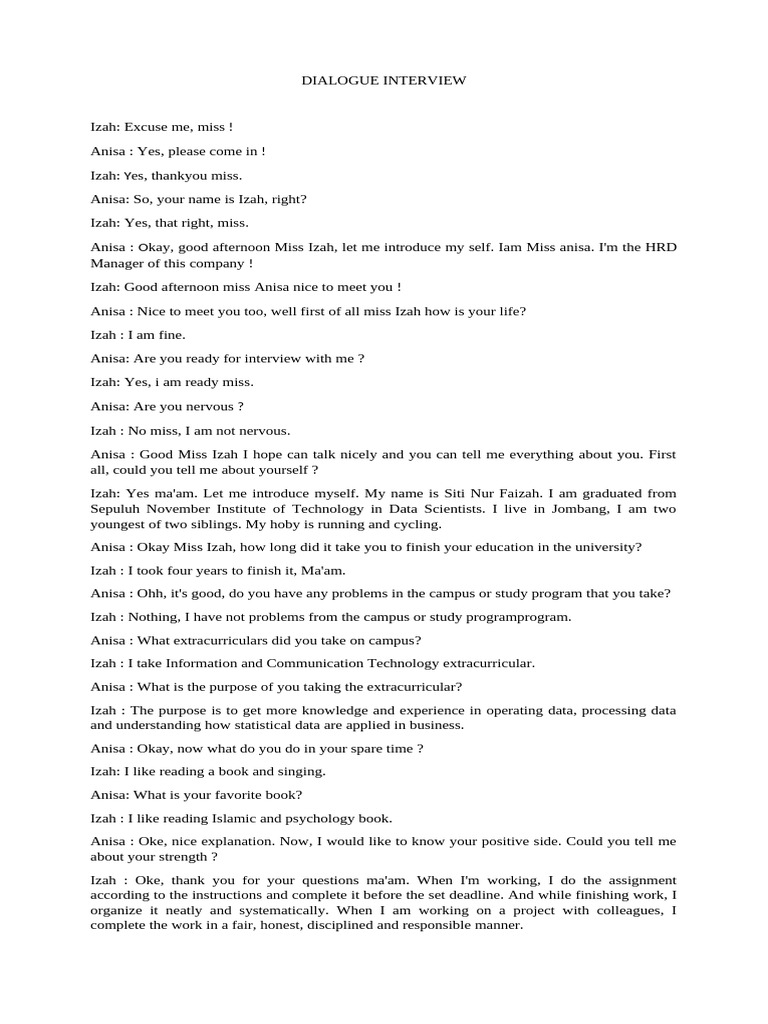 Revisi 2.dialogue Interview | PDF | Psychology | Cognition