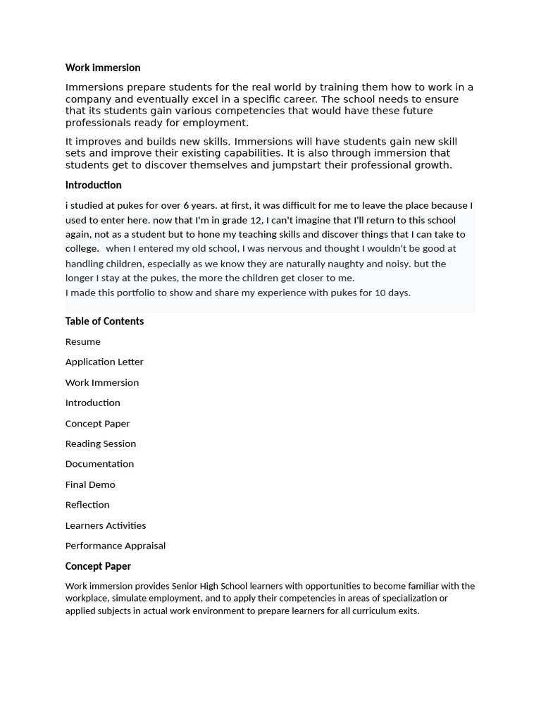 Work Immersion | PDF | Cognitive Science | Cognition