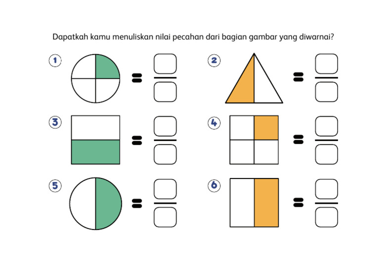 Lembar Kerja Pendidikan Matematika Mengenal Pecahan Biru Dan Hijau Dan ...