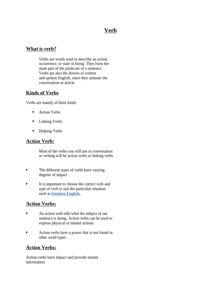 Verb | PDF | Verb | Subject (Grammar)