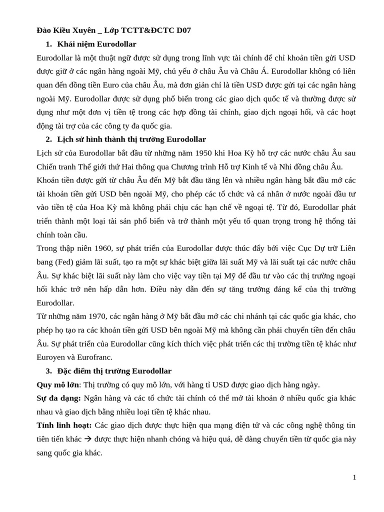 Eurodollar TTTC&ĐCTC D07 | PDF