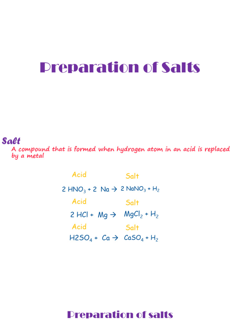 20) Preparation of Salts | PDF | Precipitation (Chemistry) | Salt ...