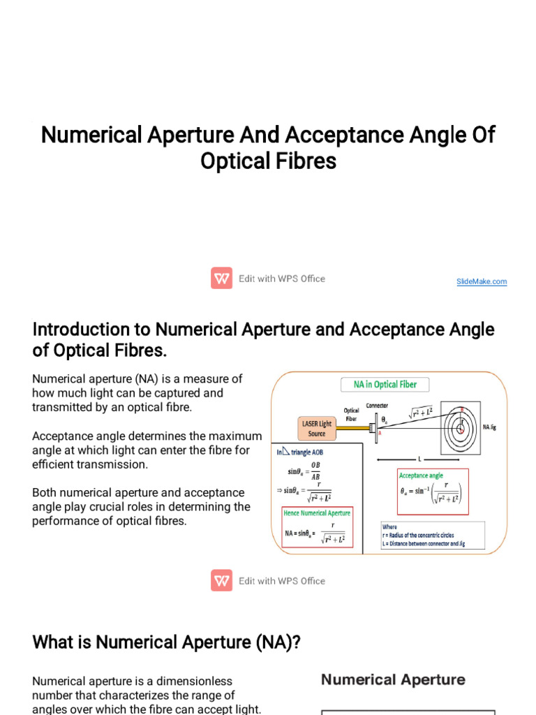 Numerical Aperture and Acceptance Angle of Optical Fibres | PDF | Optical Fiber | Aperture