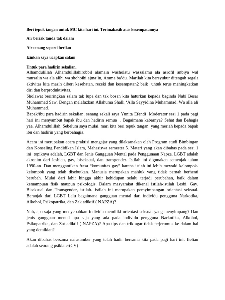 Teks Moderator (Narsum 1) - Nita | PDF