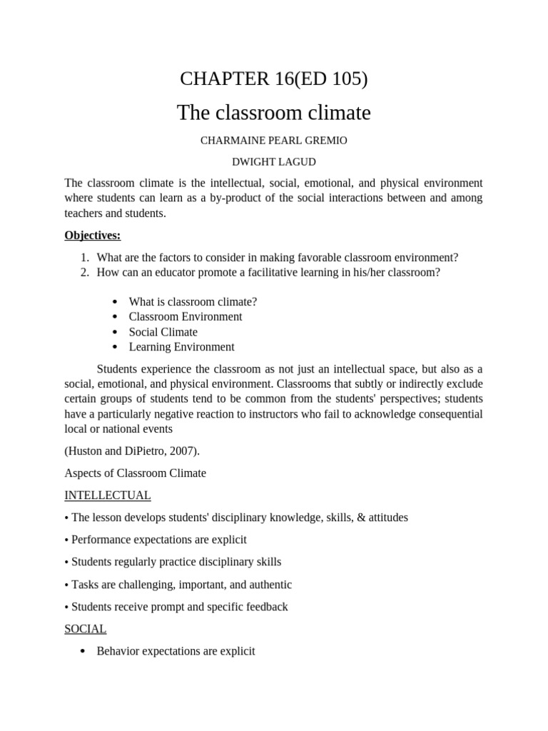 Classroom Climate for Educators | PDF | Classroom | Motivation