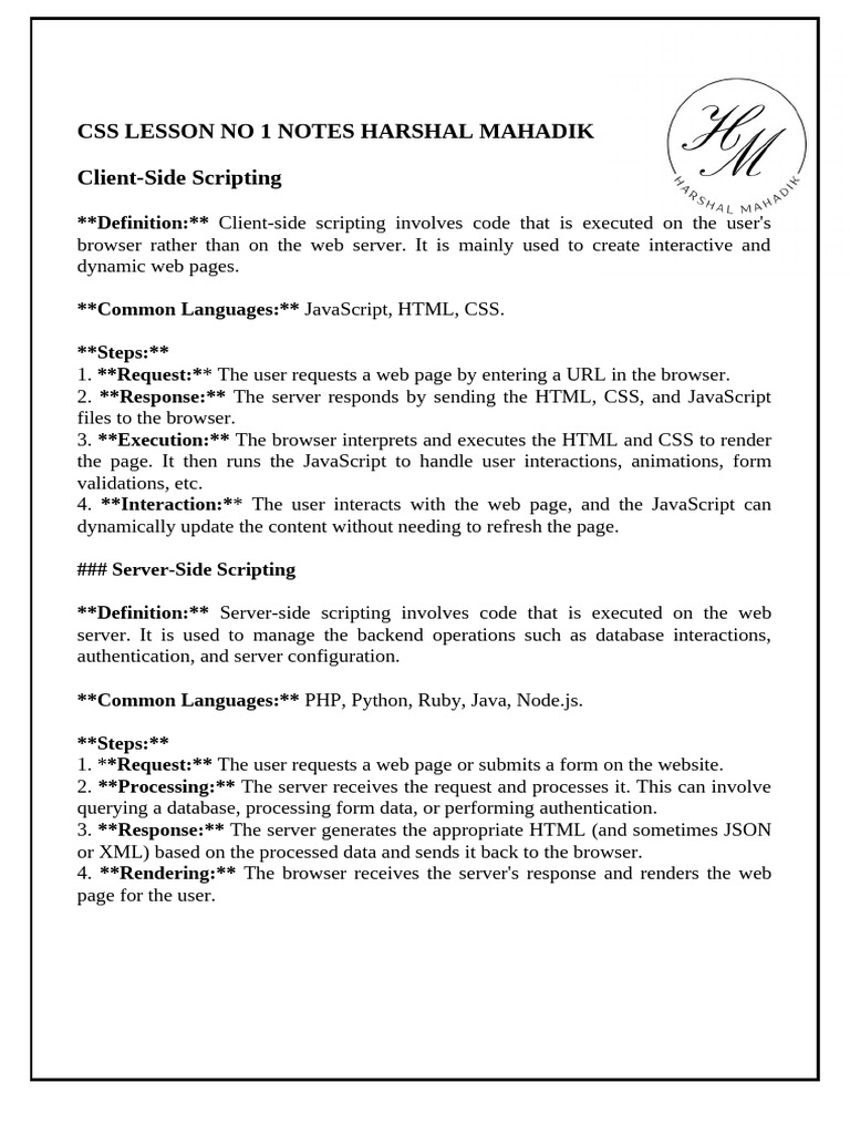 CSS Lesson No 1 Notes Harshal Mahadik | PDF | Dynamic Web Page | World ...