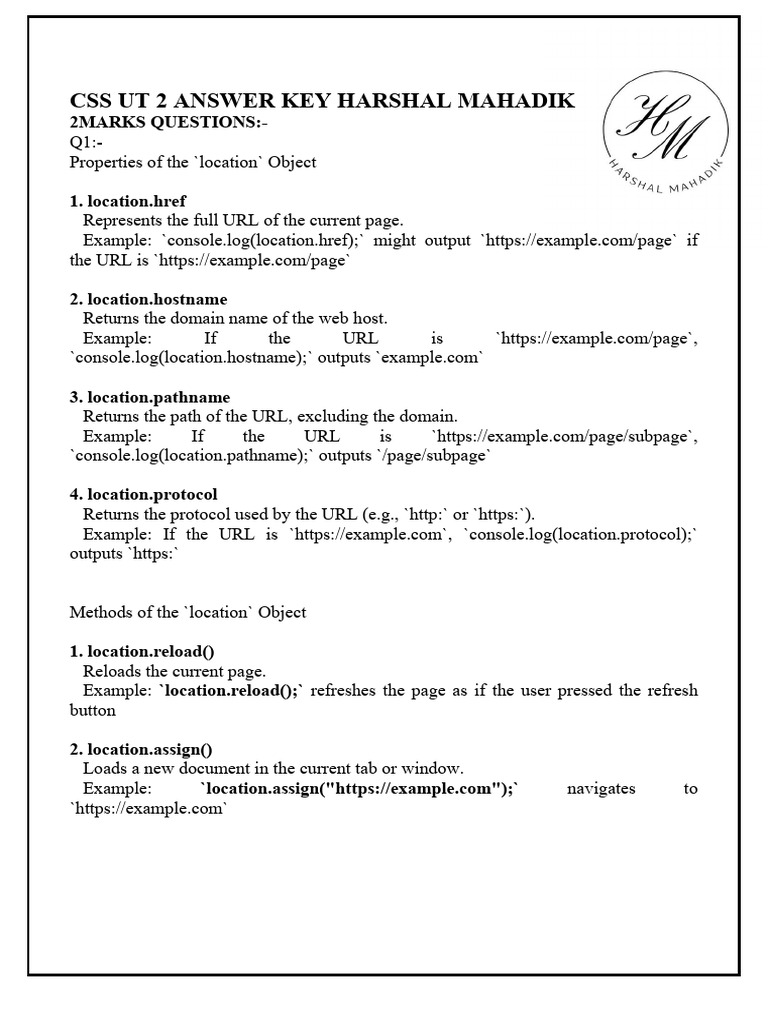 CSS Ut 2 Answer Key Harshal Mahadik | PDF | Http Cookie | Regular Expression