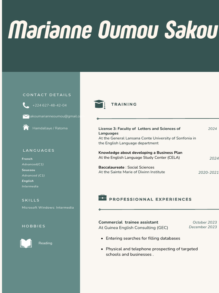 CV Marianne Oumou | PDF