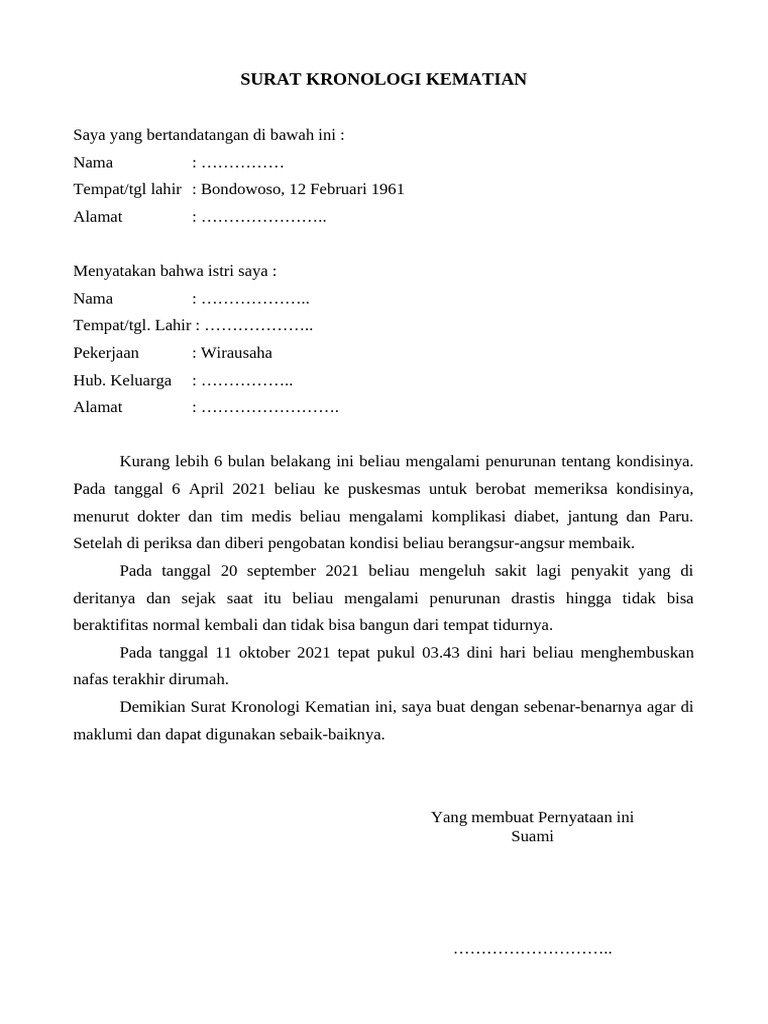 Surat Kronologi Kematian | PDF