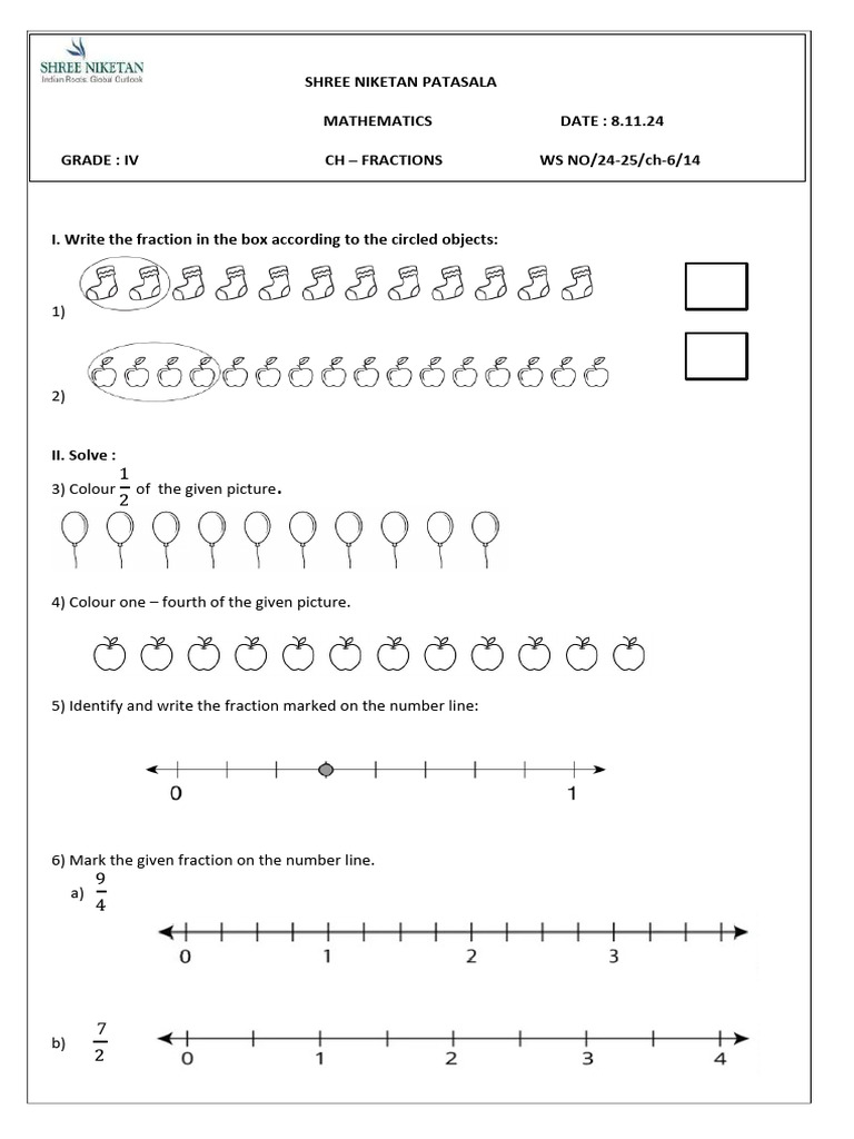 G4 - Math - Fraction - WS - 8.11.24 | PDF
