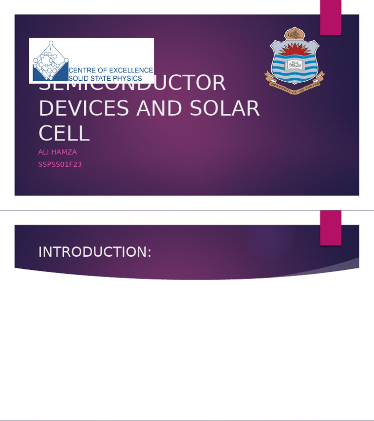 Semiconductor Devices and Solar Cell | PDF