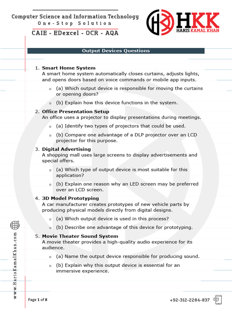 Output Devices Questions Answers | PDF | Printer (Computing) | 3 D Printing