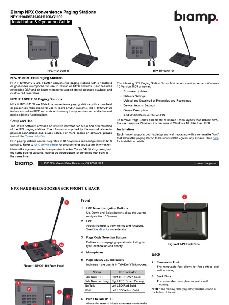 Biamp Manuals Npx-Paging-Stations Installation Operation Guide May24 | PDF | Microsoft Windows ...