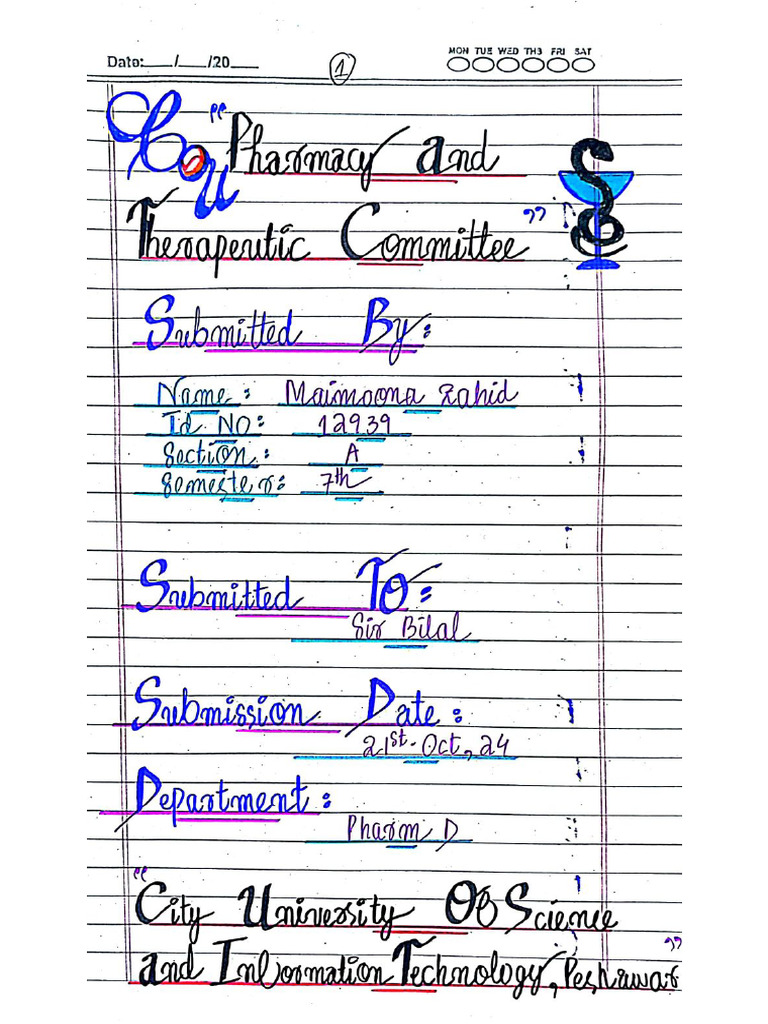 Hospital Pharmacy Minor Assignment-1 | PDF