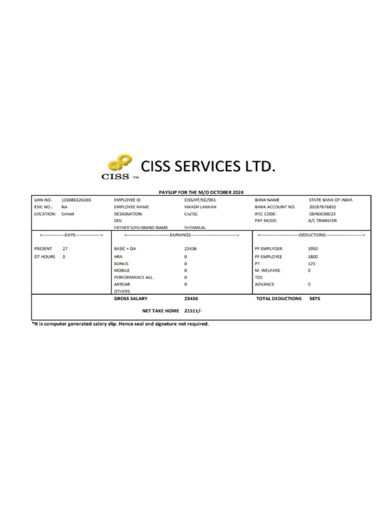 SALARYSLIP | PDF