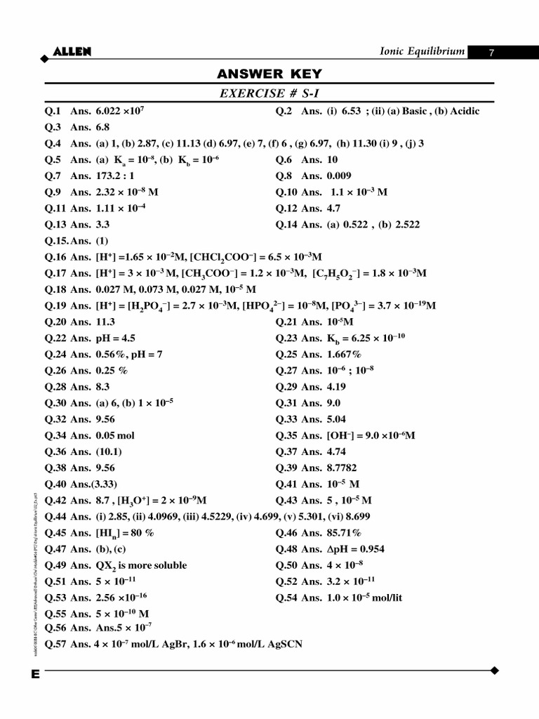 Ionic Eq Subjective Answer | PDF